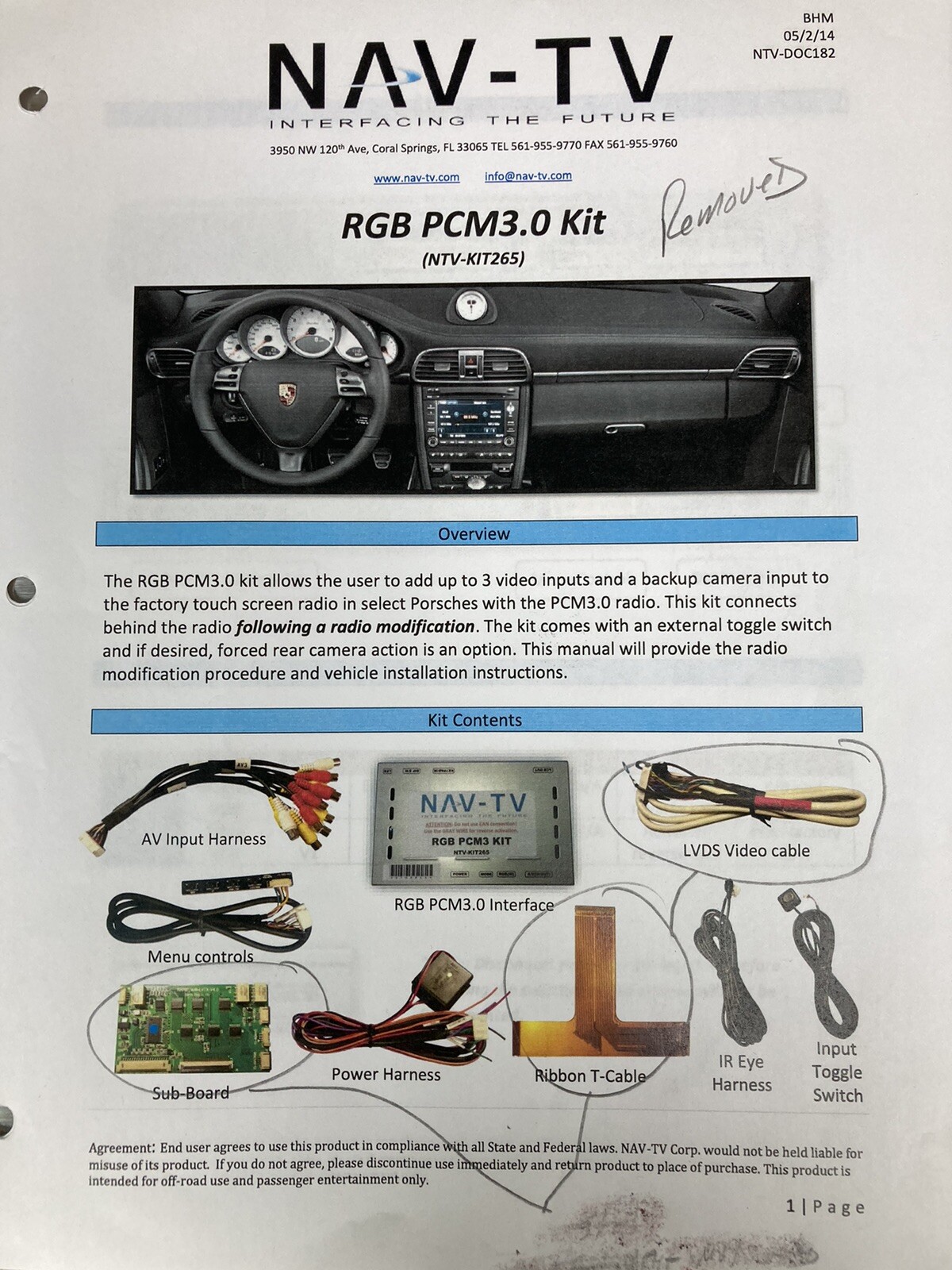 NAV-TV NTV-KIT265 RGB-PCM3.0 2009-2012 Porsche Backup Camera Interface ...