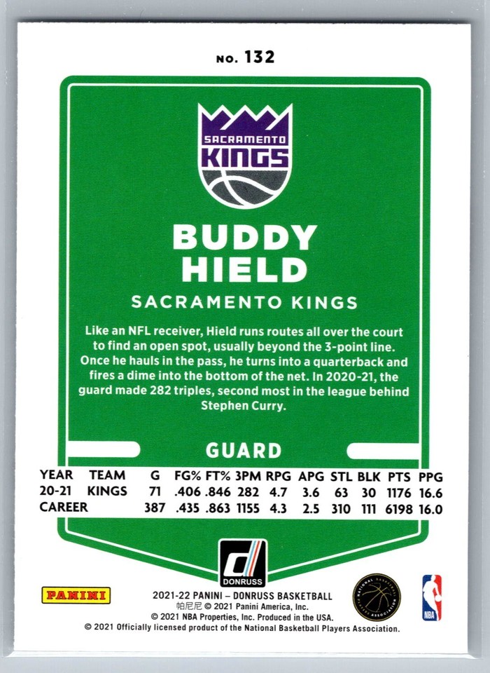 2021 Donruss Basketball #132 Buddy Hield Sacramento Kings | eBay