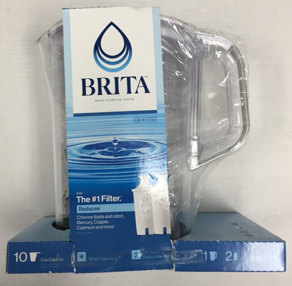 Brita Large 10 Cup Water Filter Pitcher Smart Light Filter Reminder 2 ...
