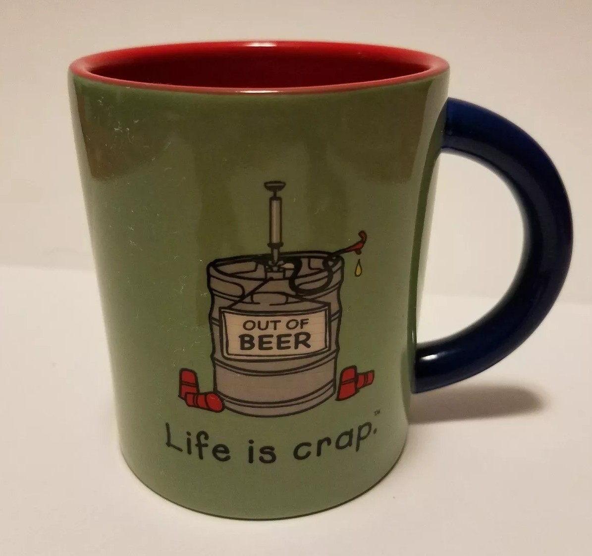 LIFE IS CRAP Out of Beer Keg Coffee Tea Mug Cup Offside LLC Ganz Red ...