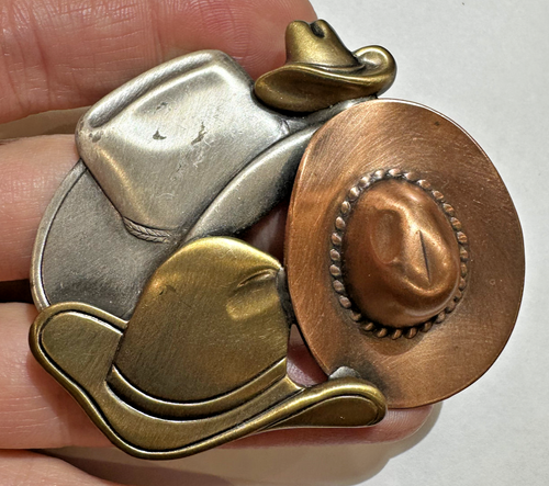 Copper Gold Silver tone Brass Western Cowboy Hats Brooch | eBay Australia