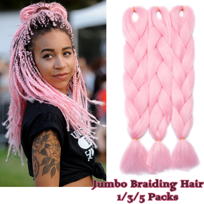 24" Handmade Jumbo Braiding Hair Extensions Plaited Box Braids Ombre ...