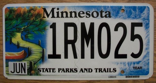SINGLE REINVEST in MINNESOTA LICENSE PLATE - 1RM025 - STATE PARKS and ...