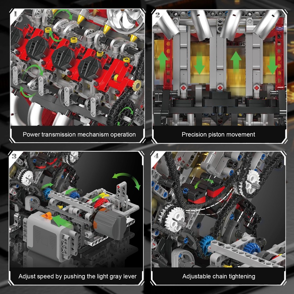 V8 Engine Model Kit That Runs - MOC Engineering Building Blocks Set ...
