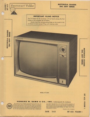 1963 MOTOROLA 584 584Y TELEVISION SERVICE MANUAL PHOTOFACT SCHEMATIC ...