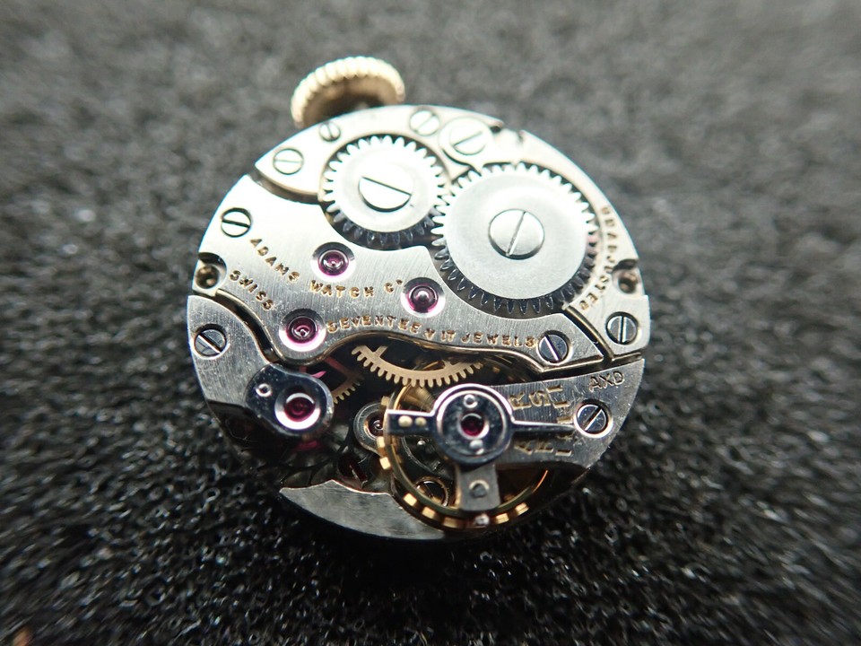 VINTAGE 17.5MM ROBERT CART ADAMS WATCH CO. SWISS WRIST WATCH MOVEMENT ...