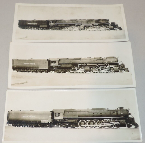 3 VINTAGE ACTUAL PHOTOGRAPHS UNION PACIFIC STEAM LOCOMOTIVES #'S 825 ...