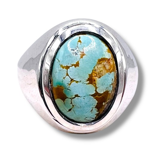 Sterling Silver Natural Blue Turquoise Matrix Unisex Ring Persian ...