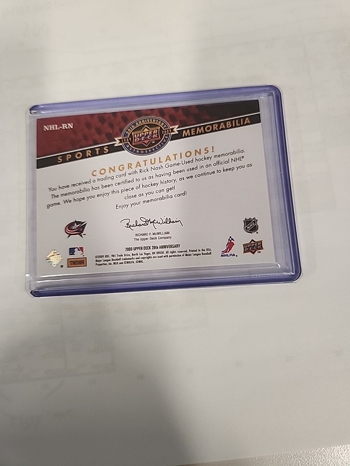 2009 Upper Deck 20th Anniversary Retrospective Memorabilia Rick Nash ...