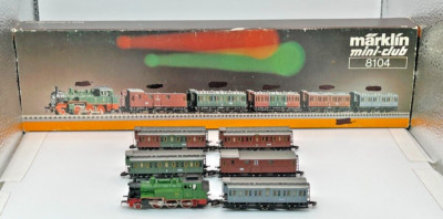Marklin Mini-Club 8104 German Z Scale Steam Locomotive/Passenger Car ...