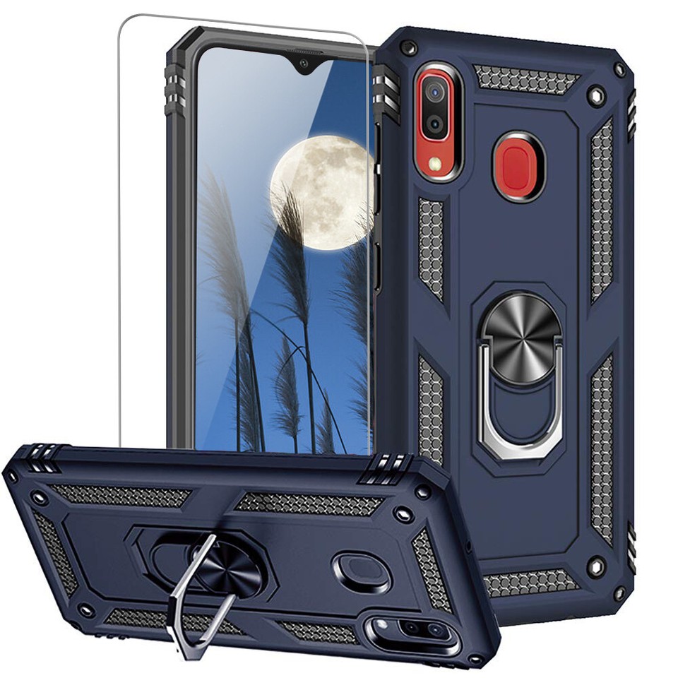 For Samsung Galaxy A20 A50 Case, Magnetic Metal Ring Stand Cover ...