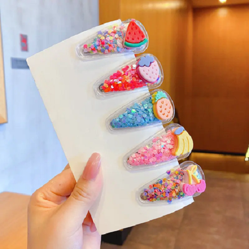 5Pcs/bag Colorful Baby Girl Hair Bangs Quicksand Edge Clips | eBay