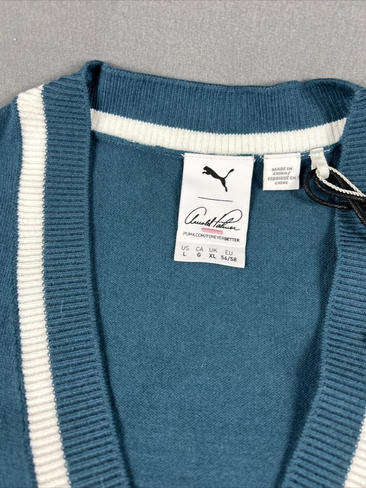 Puma Golf Sweater Cardigan Arnold Palmer Logo Large Legion Blue NWT ...