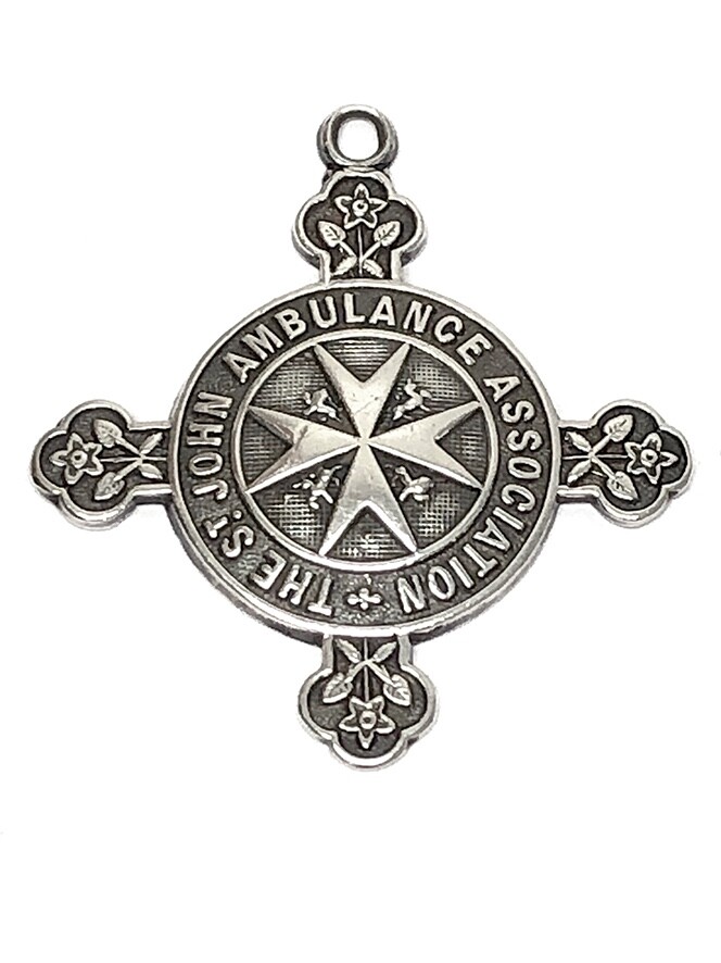 ANTIQUE ENGLISH 1897 STERLING SILVER ST JOHN AMBULANCE MEDALLION - WD ...