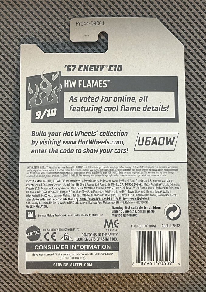 2019 Hot Wheels HW Flames #9/10 ‘67 Chevy C10 Orange with Flames | eBay