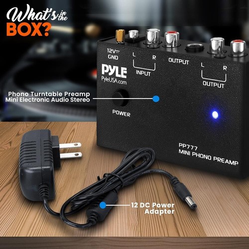 Pyle Phono Turntable Preamp Mini Electronic Audio Stereo Phonograph ...