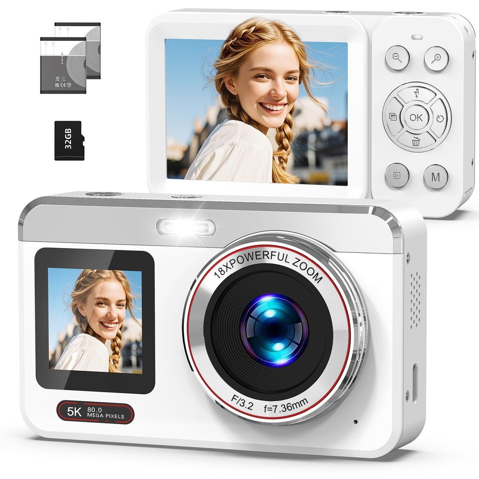 5K Vlogging Camera, 80MP Dual Screen Digital Camera with 18X Zoom ...