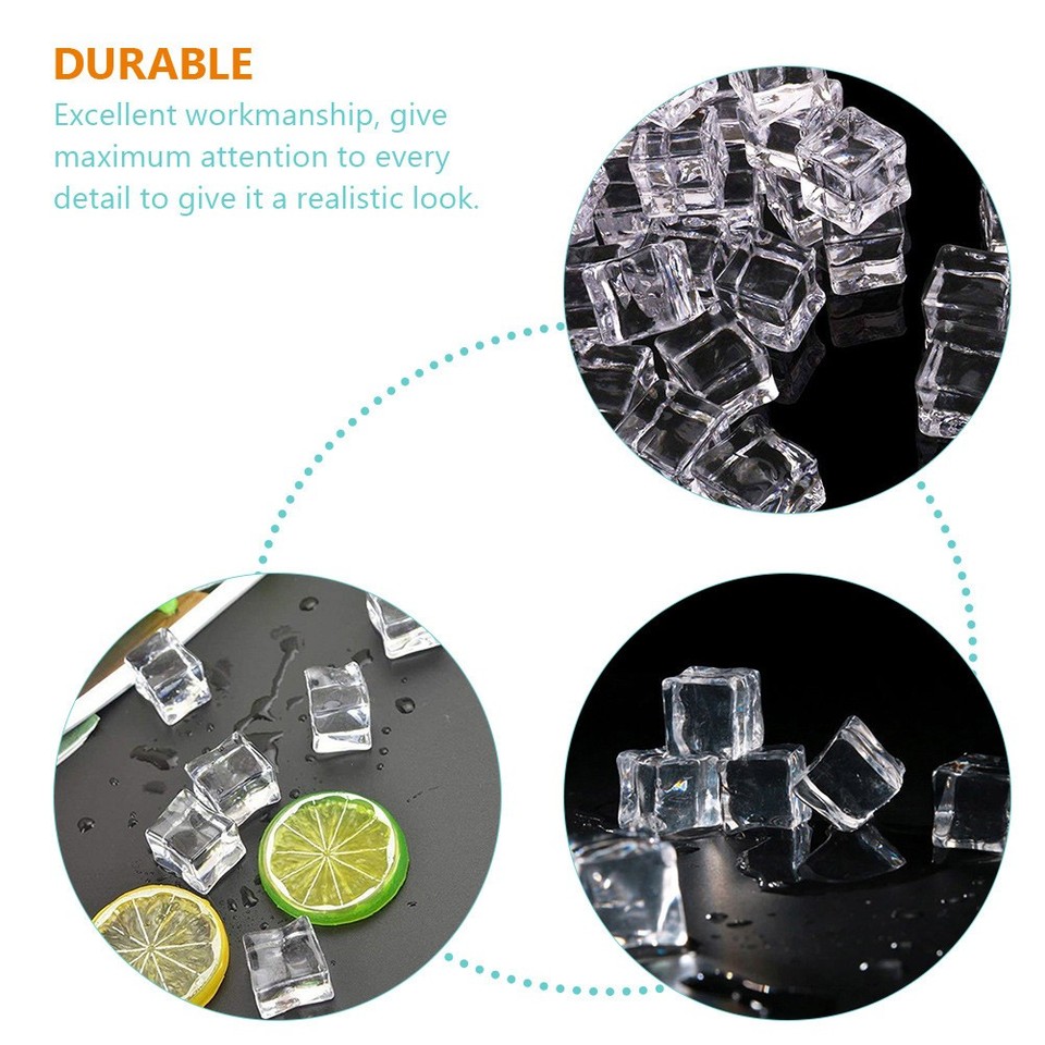 100 Pcs Fake Ice Cubes Clear Reusable Acrylic Ice Cube for Centerpiece ...
