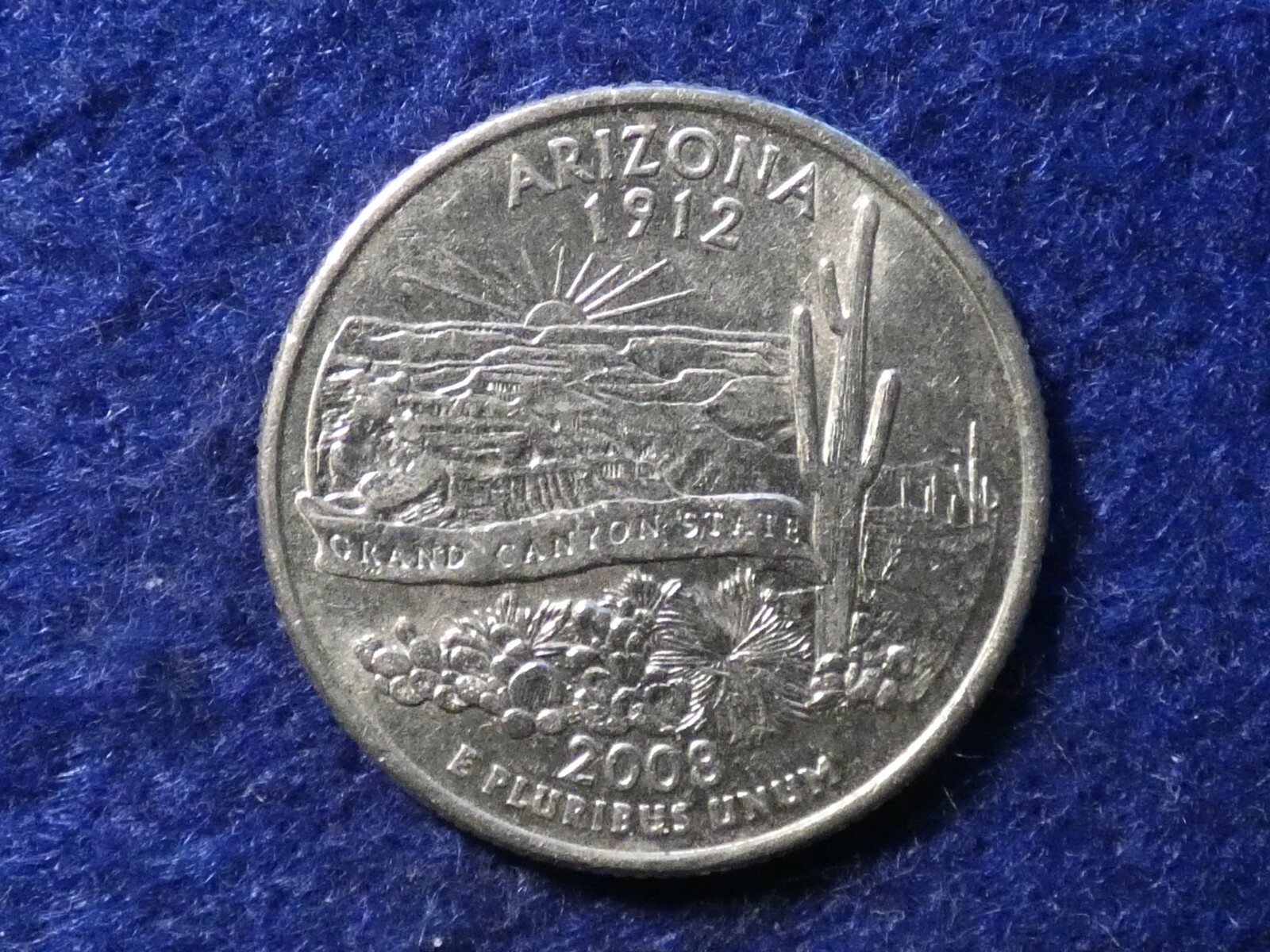2008-P Arizona State Quarter with "Extra Cactus Leaf" Die Chip Error ...