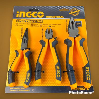 New INGCO Industrial 3Pcs Pliers Set HKPS28318 6" Long Nose 6" Diagonal ...