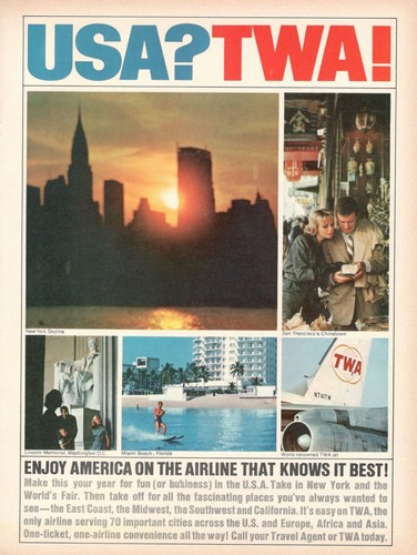 Twa Trans World Airlines 1 Page Advertising 1964 USA? Twa! | eBay