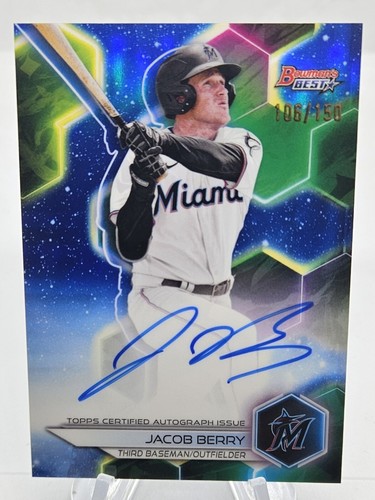 Jacob Berry 2023 Bowmans Best Of On Card Auto Blue Refractor#/150 Miami ...