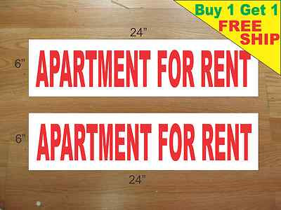 APARTMENT FOR RENT 6"x24" REAL ESTATE RIDER SIGNS Buy 1 Get 1 FREE 2 ...