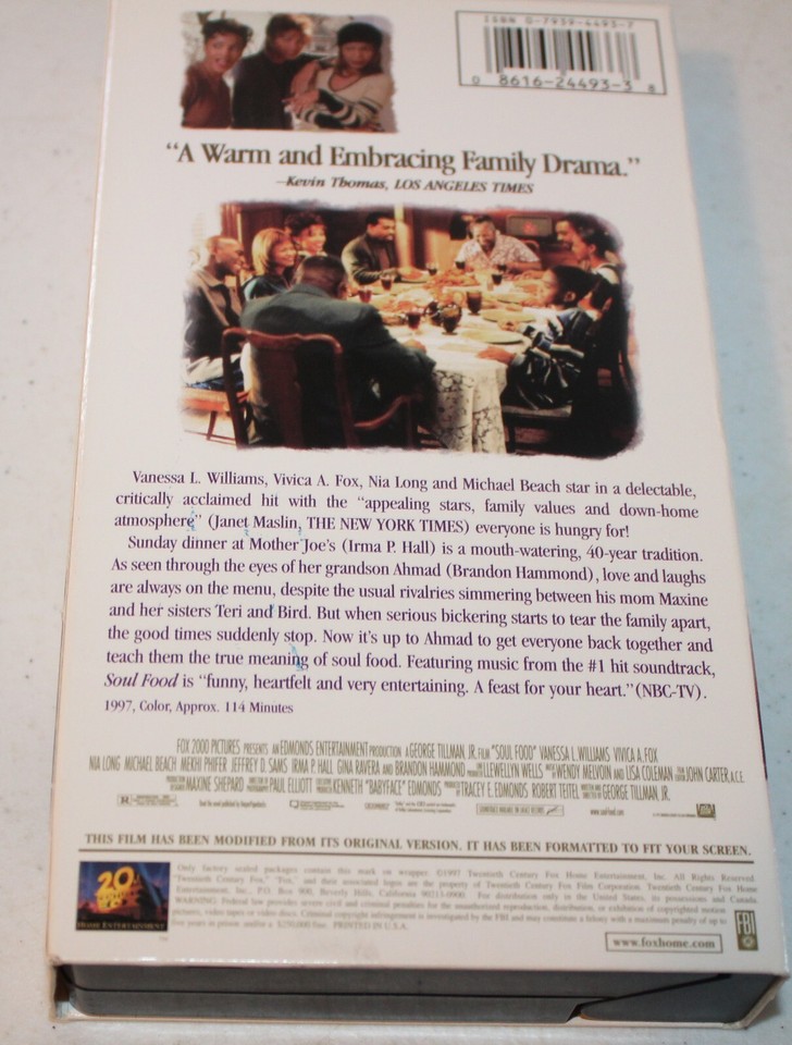 Soul Food (VHS, 1998) Vanessa Williams, Vivica A. Fox, Nia Long ...