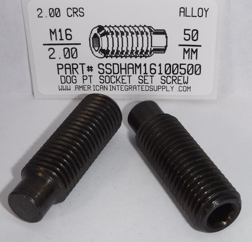 M16-2.00X50MM HEX SOCKET SET SCREWS DOG POINT ALLOY STEEL BLACK (2) | eBay