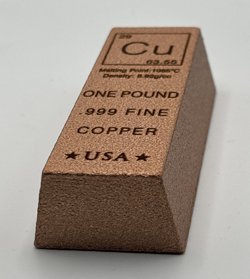 1 lb Copper Bullion Bar Ingot .999 Fine Copper | eBay