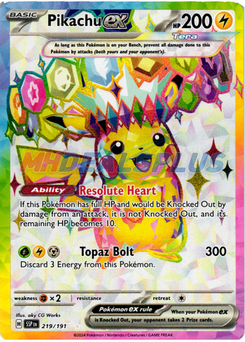 NM Pokemon Pikachu ex - 219/191 - SV08: Surging Sparks (SV08) UR | eBay