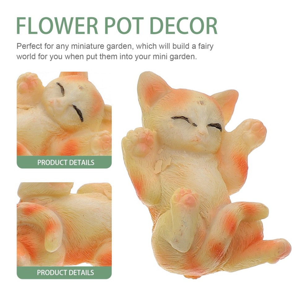 6Pcs Resin Mini Cat Ornaments Simulation Decorations for Garden Home ...