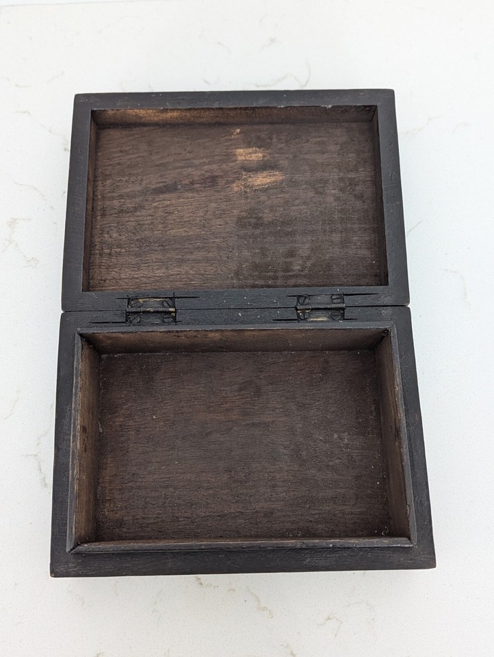 Wood Tobacco Hinged Box 7×5×2.5 Vintage Antique Cigars Trinkets ...