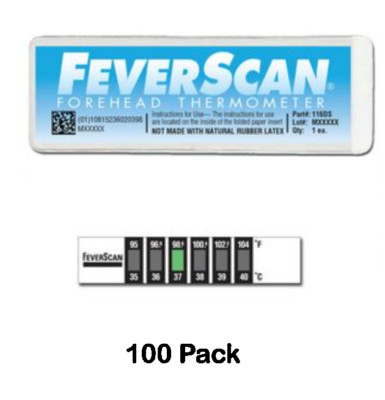 Forehead Thermometer Strip Fever Test Temperature F 94-104 Feverscan ...