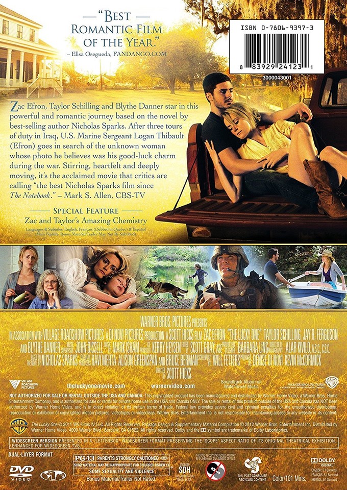 NEW The Lucky One (DVD, 2012) Zac Efron, Taylor Schilling, Blythe ...