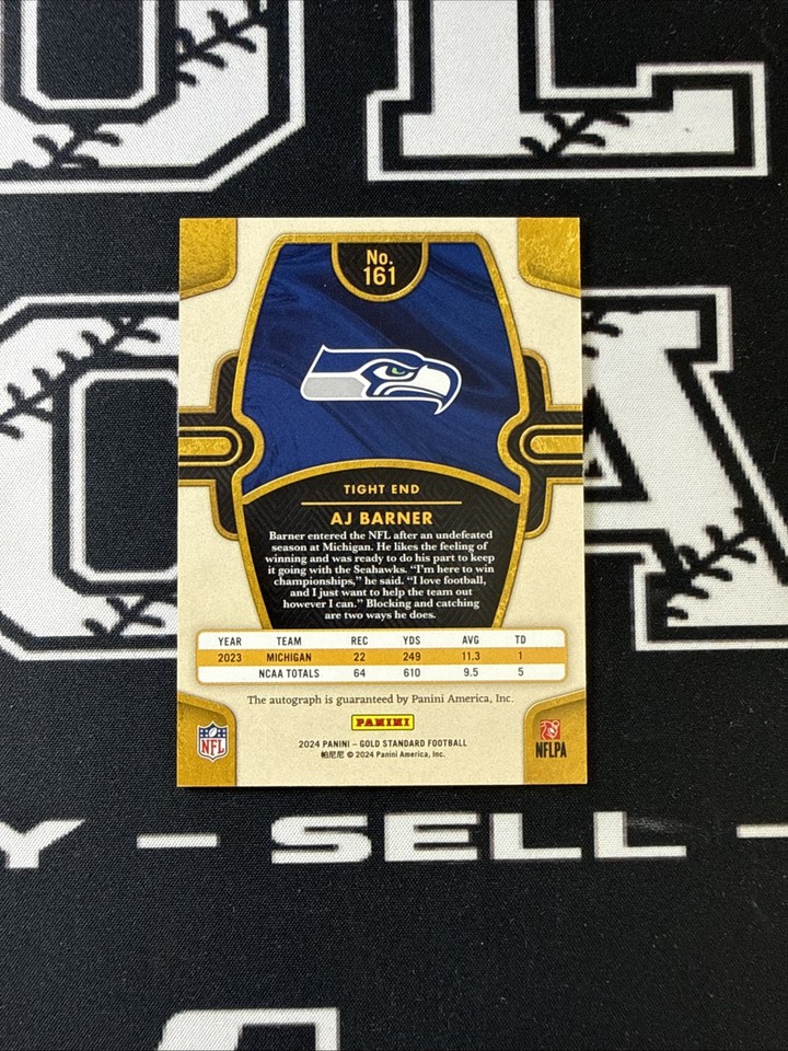 Aj Barner 2024 Panini Gold Standard Rookies Auto Platinum #/99 Seahawks ...