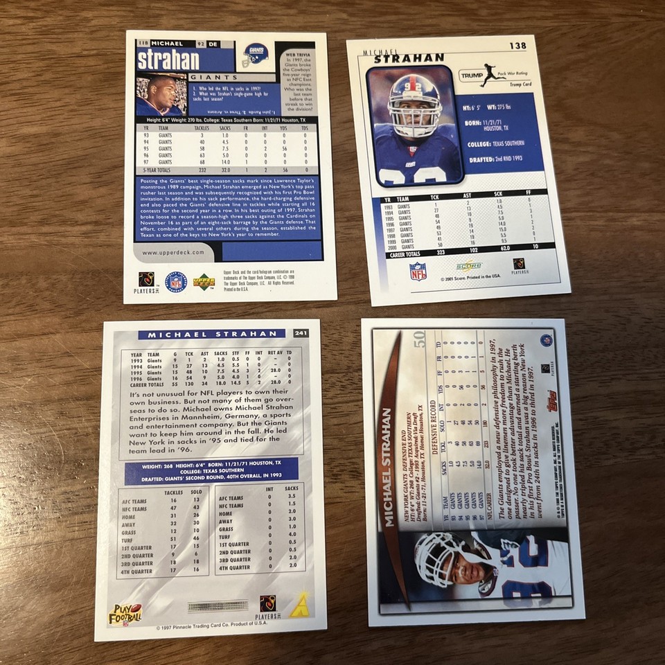 Michael Strahan Lot of 4 Cards - New York Giants | eBay