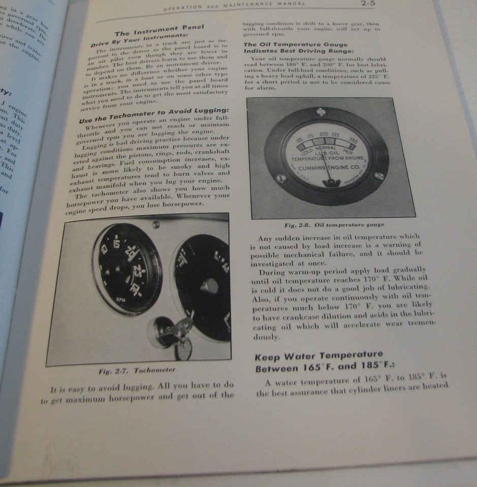 1954 CUMMINS J JS JT DIESEL ENGINE PARTS Operation Maintenance MANUAL ...