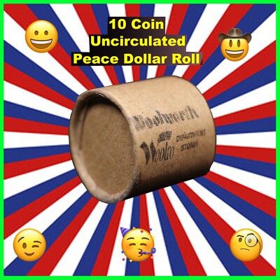 Uncirculated/BU MS Peace Silver Dollar - 10 Coin Roll - Woolworth ...