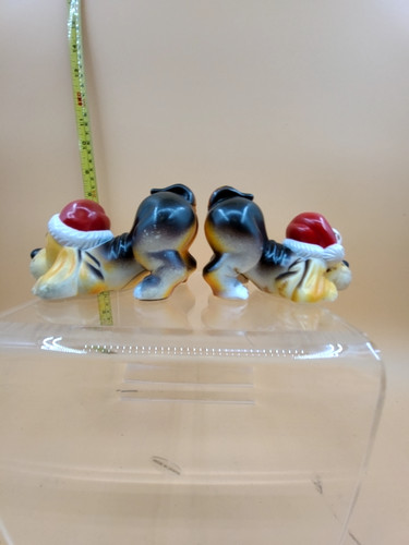 2 Vintage Roly Poly Beagle Dog Santa Figurine | eBay