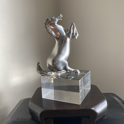 Castor Cooper Vintage MCM Pewter HORSE Sculpture on Lucite Base ...
