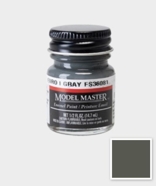 Testors 1788 Fs36081 Euro I Gray Enamel Paint 1/2 Oz. Flat Model Master ...