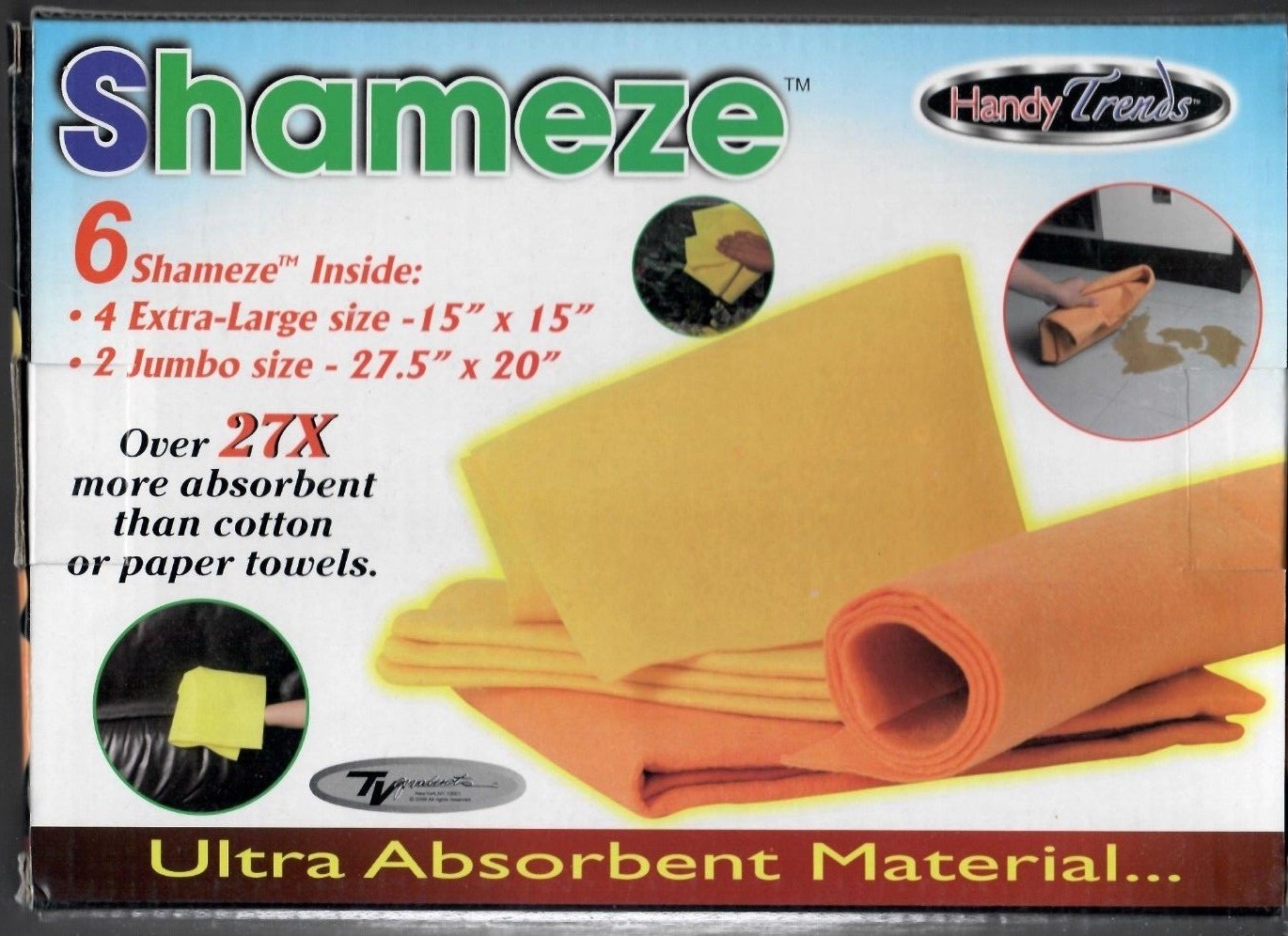 Shameze 6 Shameze 4 Extra-Large size - 15" x 15" 2 Jumbo size 27.5 " x ...