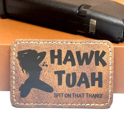 Brown Leatherette Hawk Tuah Patch Iron on Adhesive for Hats, Clothing ...