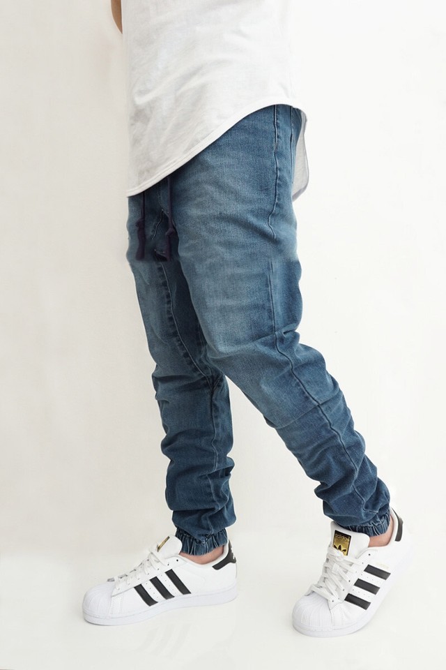 MEN'S DROP CROTCH DENIM JOGGER PANTS 5 COLORS S-5X *FAST SHIPPING ...