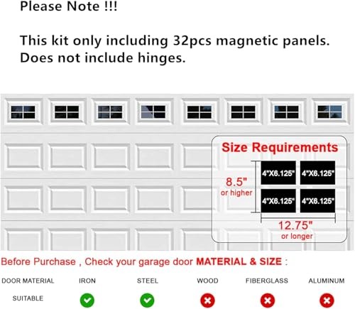 2 Car Garage Kits - 32 Pcs Household Easy Installation Magnetic Windows ...
