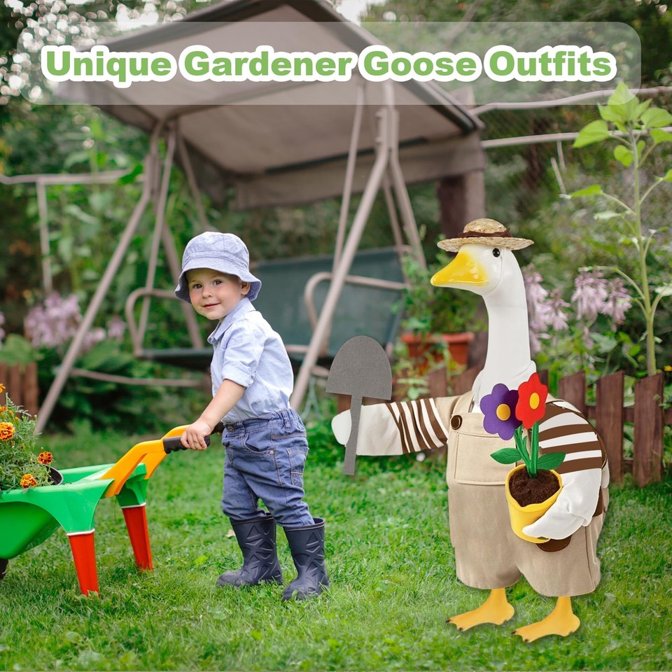 Gardener Porch Goose Outfit for Large 23" High Cement or Plastic Goose ...
