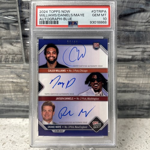 Jayden Daniel/ Drake Maye/ Caleb Williams auto /49 Only 6 PSA 10's in ...