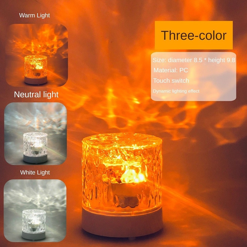 LED Water Ripple Aurora Projector Night Lights Crystal Table Lamp Decor ...