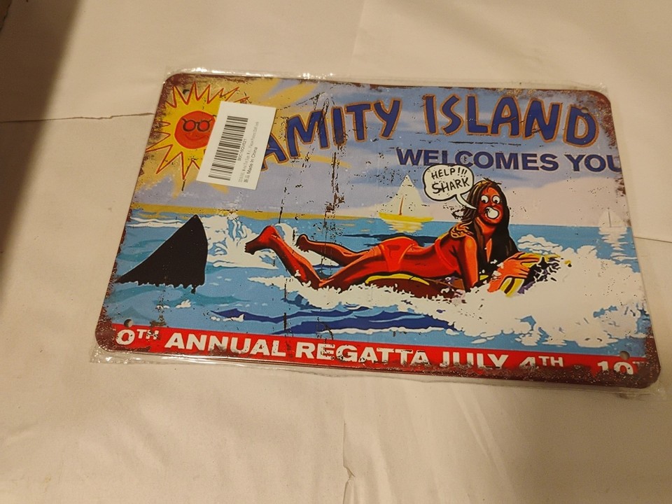 Jaws 12"X8" Amity Island Vandalized Billboard Metal Sign | eBay